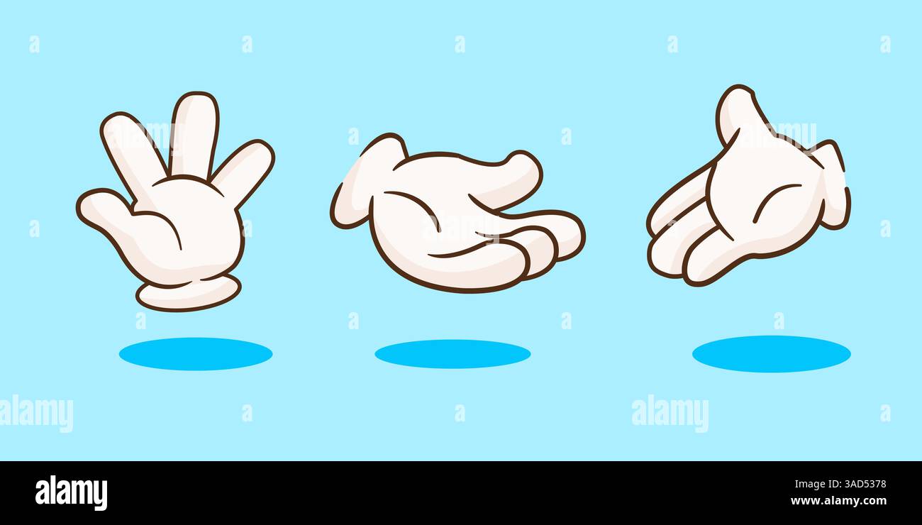 Cute of Set Hand Cartoon , Set of hand Mascot Collection Vector ...