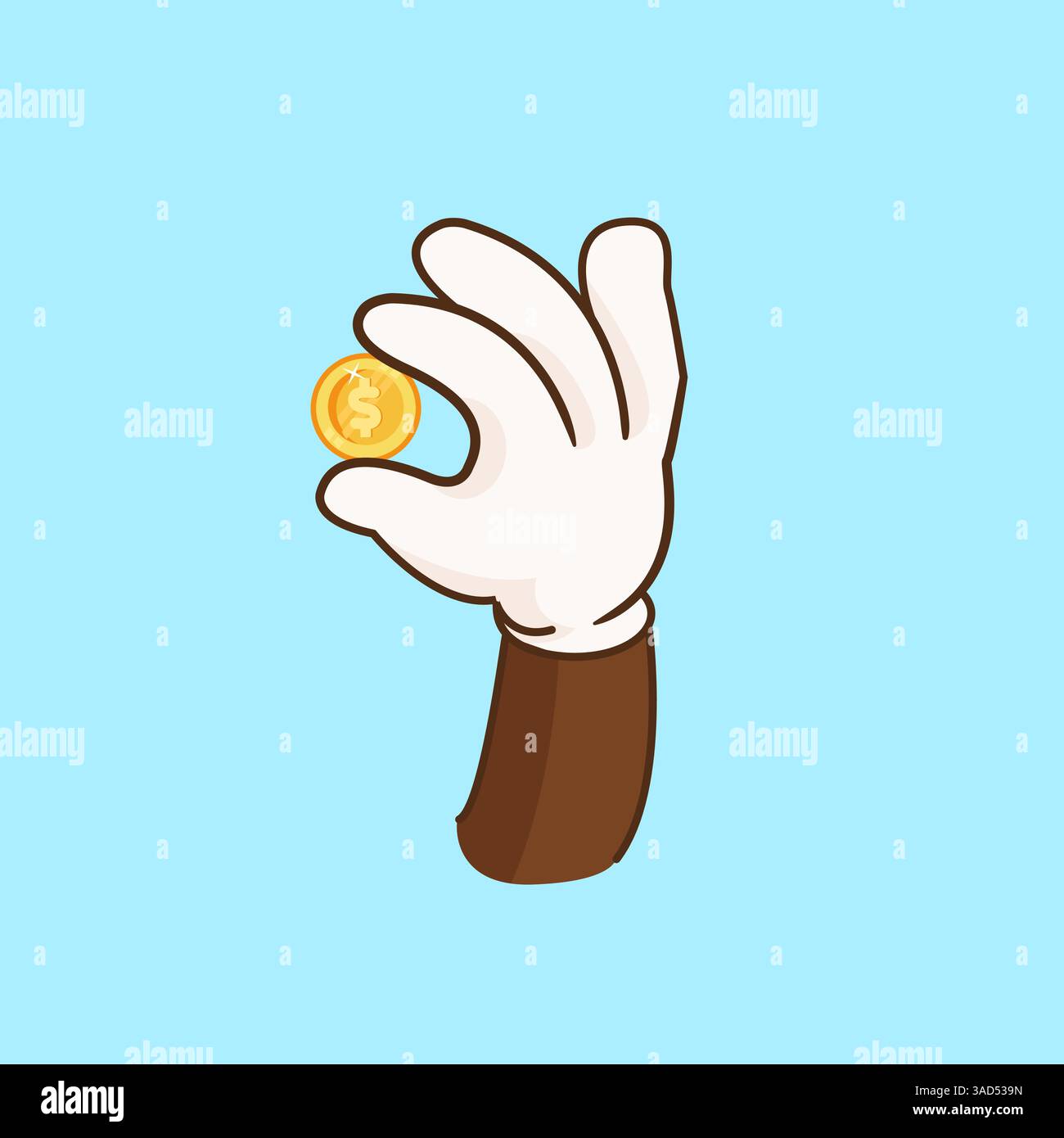 Hand Cartoon Holding a Coin, Cartoon design Vector Illustration Stock ...