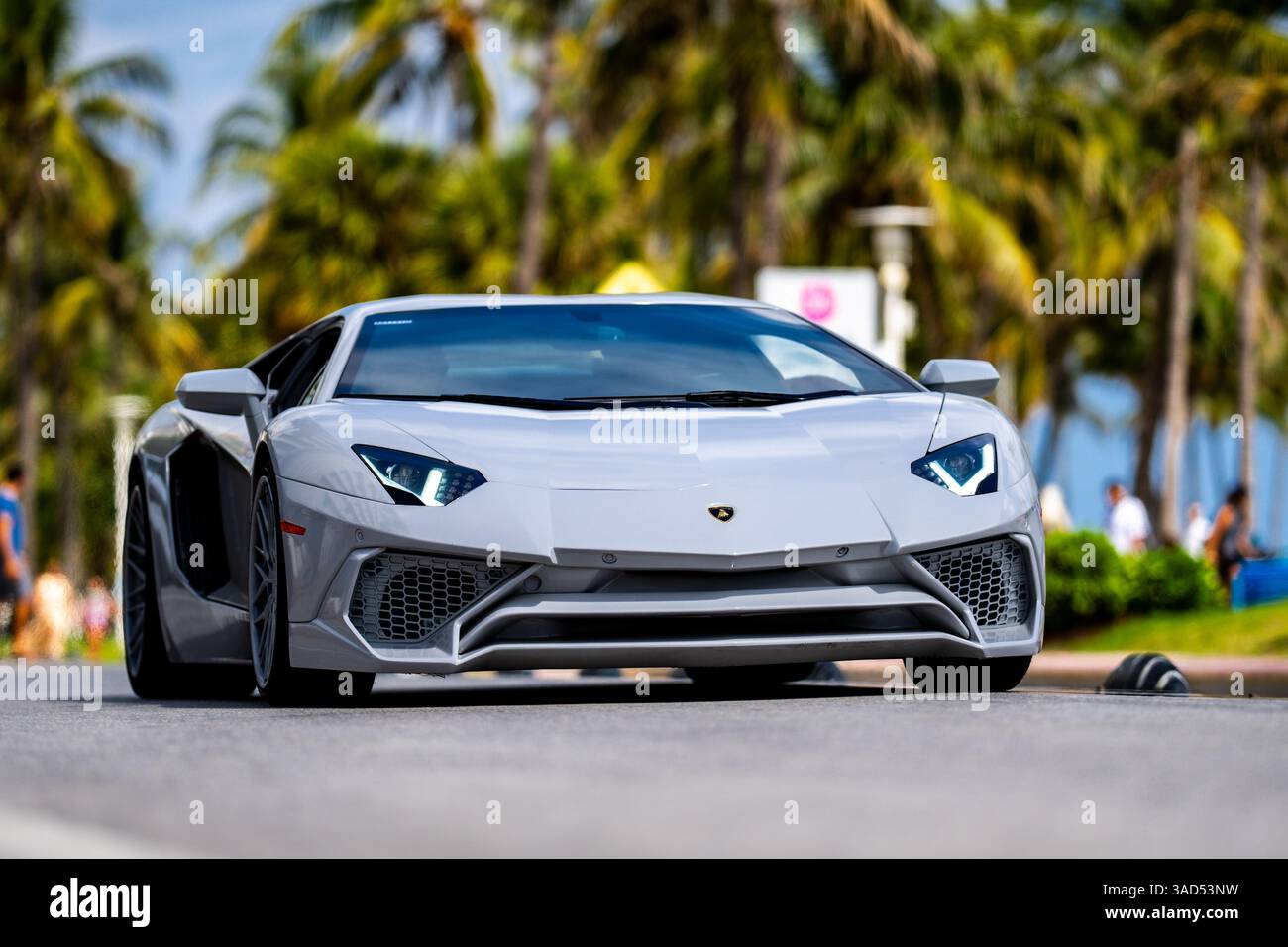 April 3, 2025. Miami. Lambo concept. Lamborghini sport car on the city ...