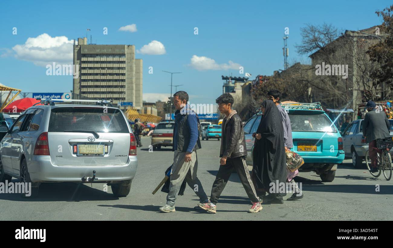 transportation and residents of Kabul on city streets, Afghanistan ...
