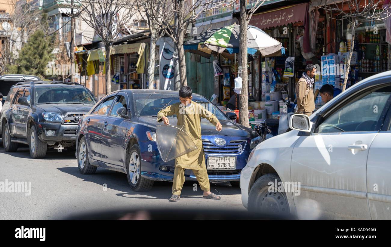 transportation and residents of Kabul on city streets, Afghanistan ...