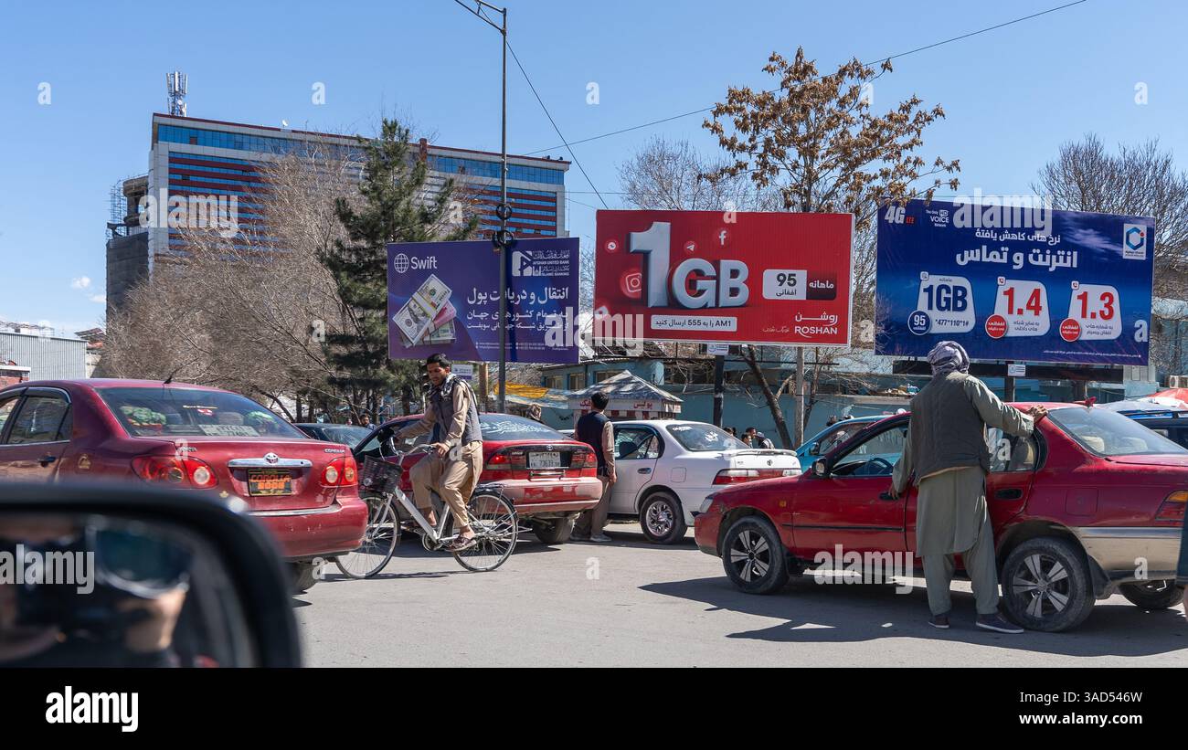 transportation and residents of Kabul on city streets, Afghanistan ...