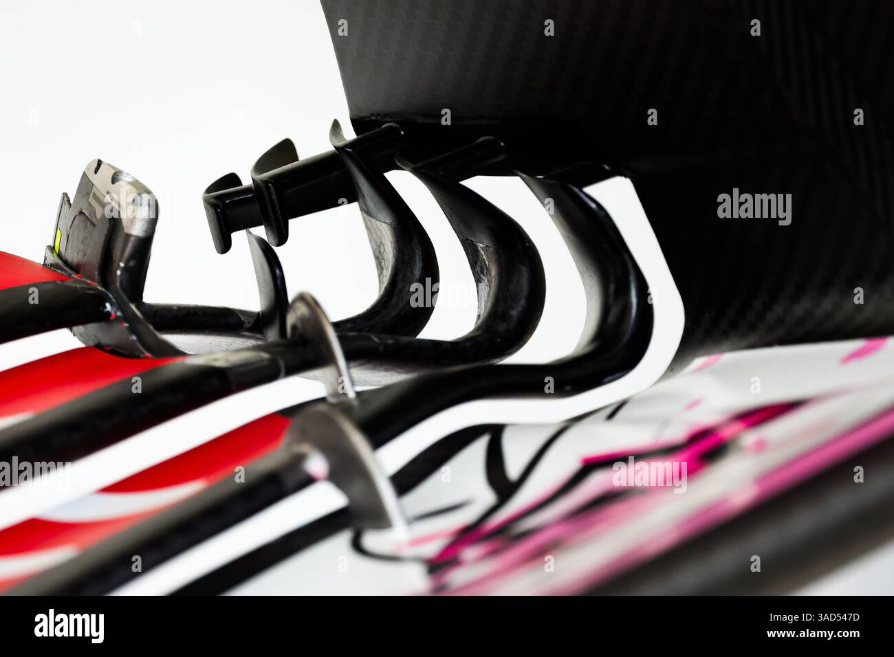 Haas F1 Team VF-25, Mechanical detail of the front wing during the ...