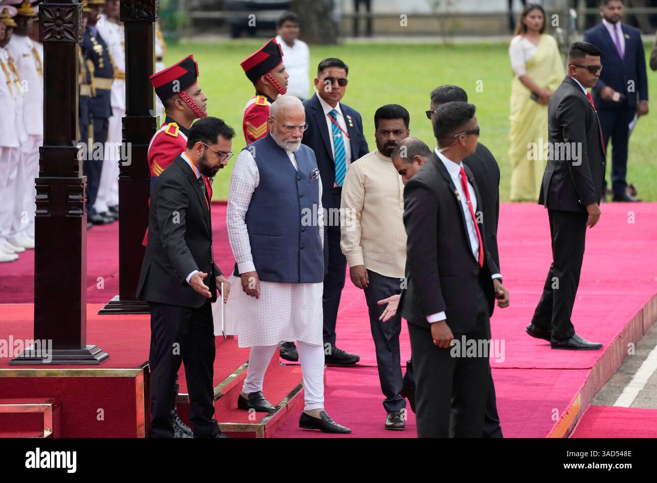 Indian Prime Minister Narendra Modi, center left, and Sri Lankan president Anura Kumara ...