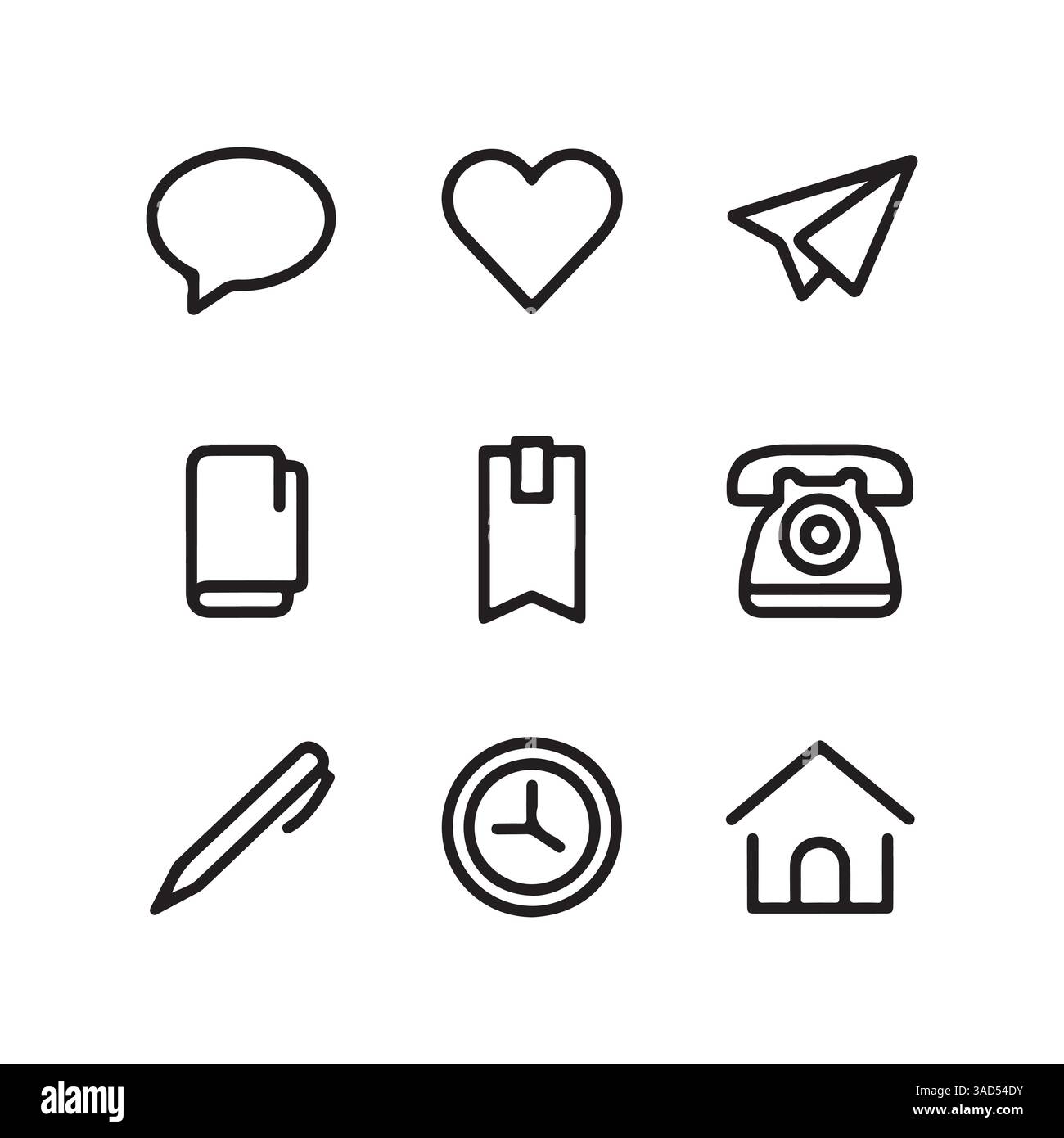 Simple black line icons for social media and communication Stock Vector ...