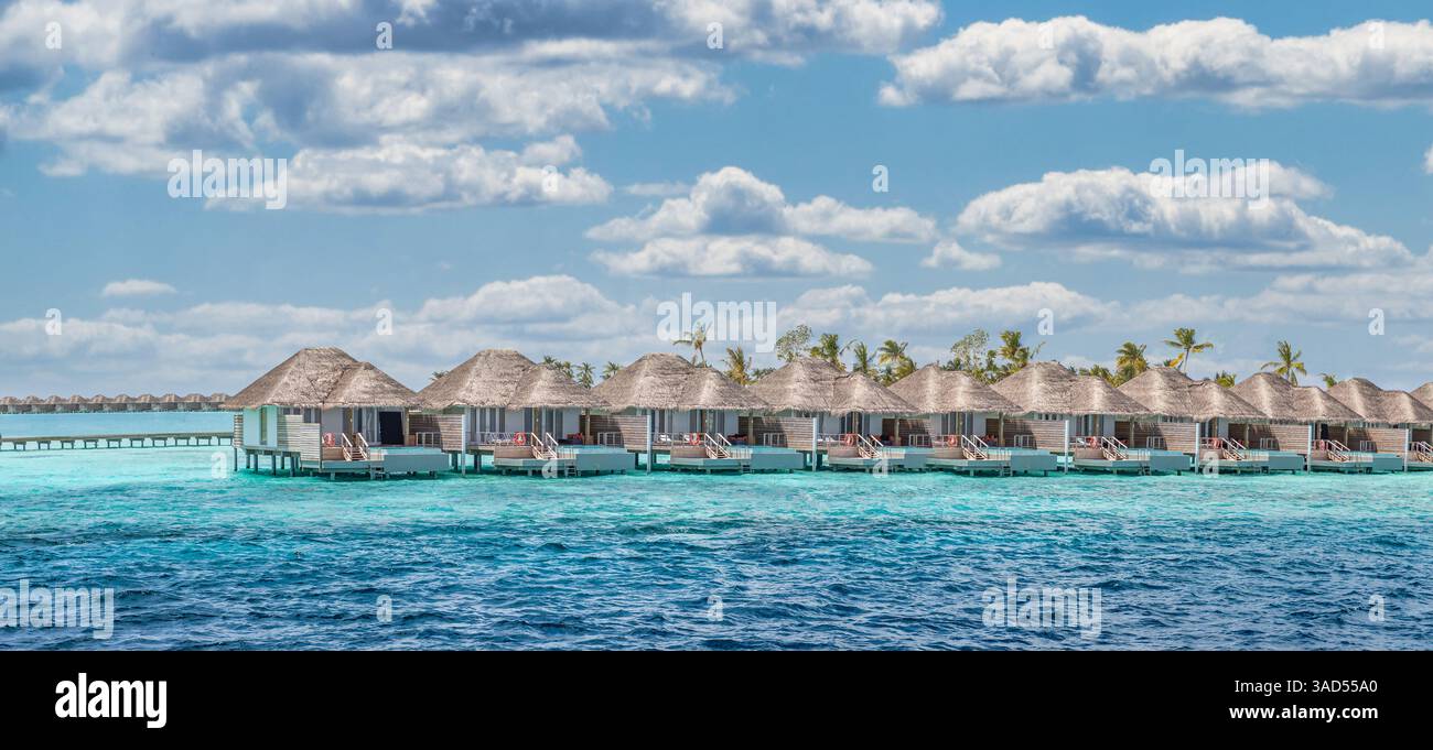 Maldives water villas overlooking turquoise lagoons, stunning overwater ...