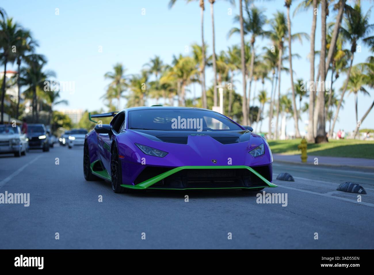 April 3, 2025. Miami. Lambo concept. Lamborghini sportscar on summer ...