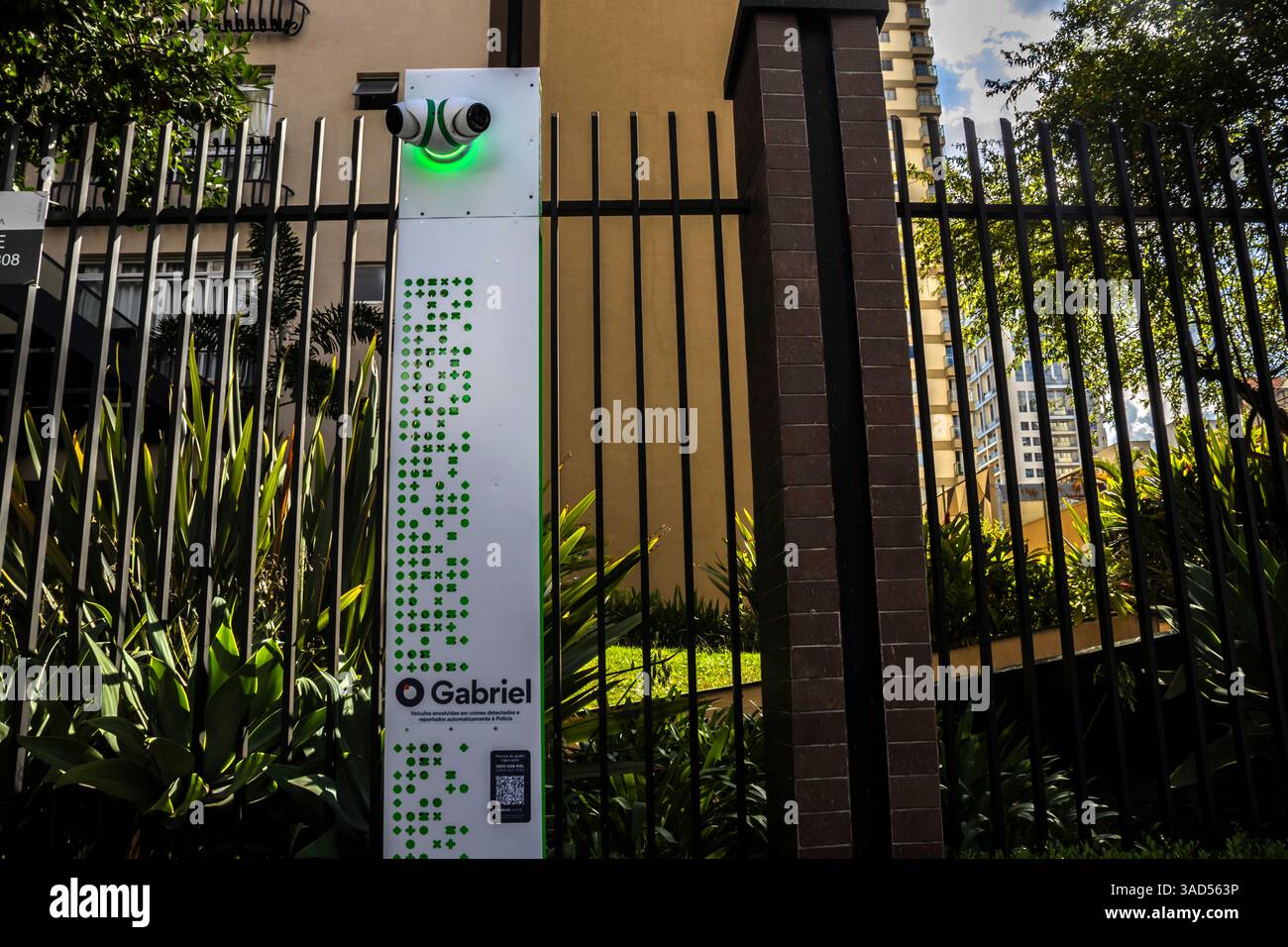 Sao Paulo, SP, January 22, 2025. Urban security totem Gabriel with ...