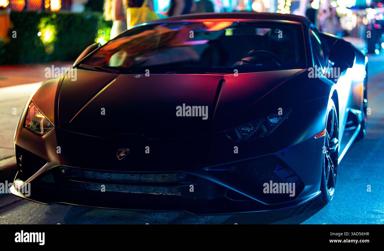 April 3, 2025. Miami. Lambo concept. Lamborghini sport car on the city street. Lamborghini ...