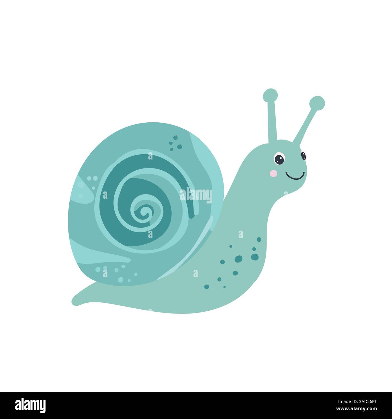 Cute green snail with spiral shell and smiling face, perfect for spring ...