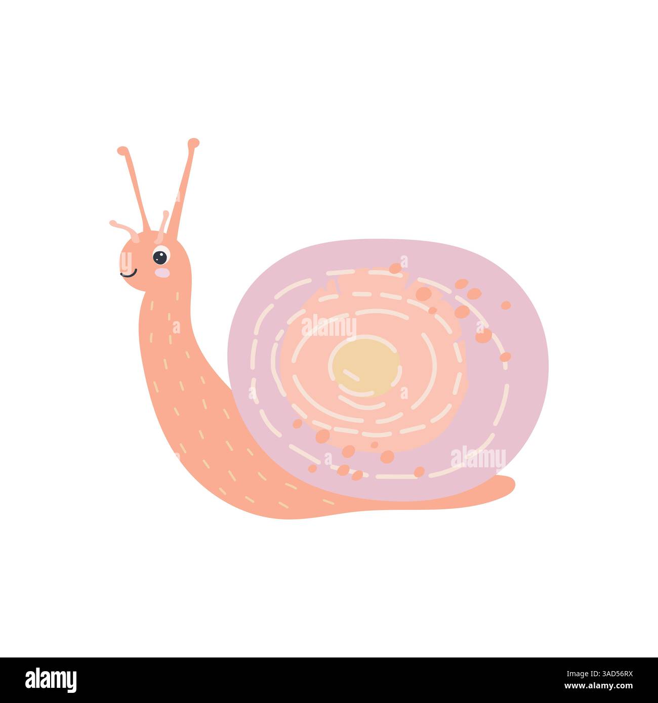Adorable pink snail with a swirled shell and dotted body, great for ...