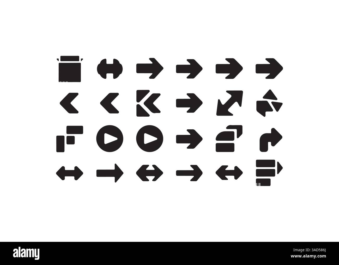 Collection of Black and White Arrow and Navigation Icons Stock Vector ...