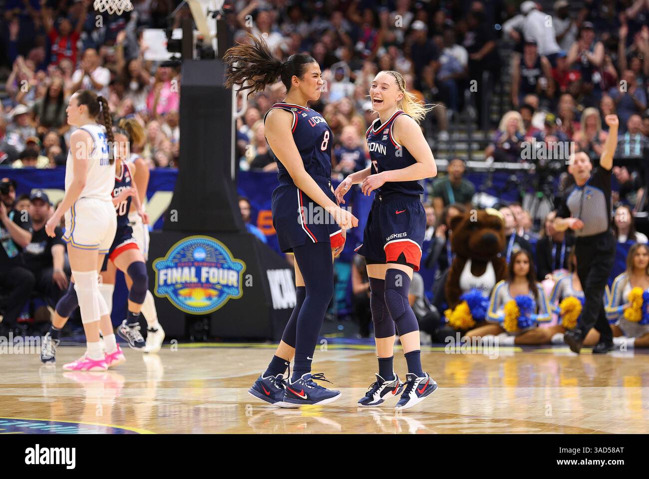 TAMPA, FL - APRIL 04: UConn Huskies center Jana El Alfy (8) and UConn Huskies guard Paige ...