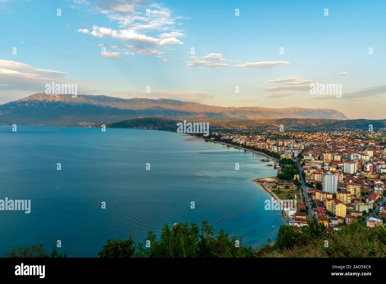 Pogradec sweeps along Lake Ohrid in southeastern Albania, unveiling a ...