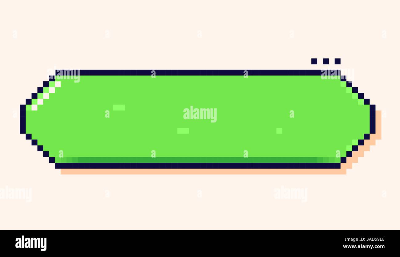 Speech bubble with color green background drawn in 8 bit pixel art ...