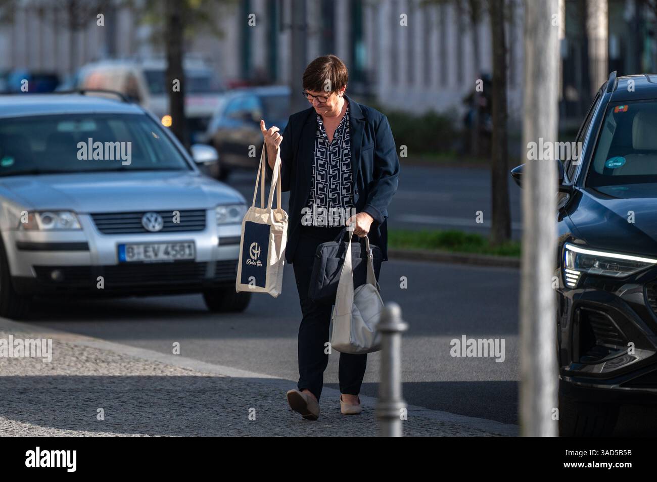 05 April 2025, Berlin: Saskia Esken, SPD Federal Chairwoman, arrives at ...