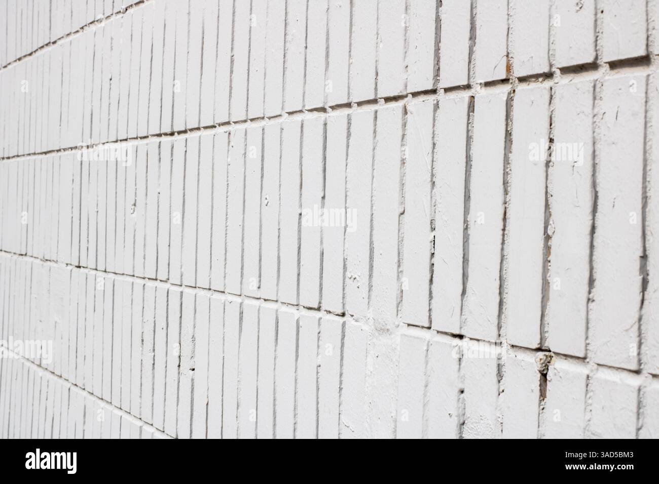 This image features a detailed closeup view of a white brick wall ...