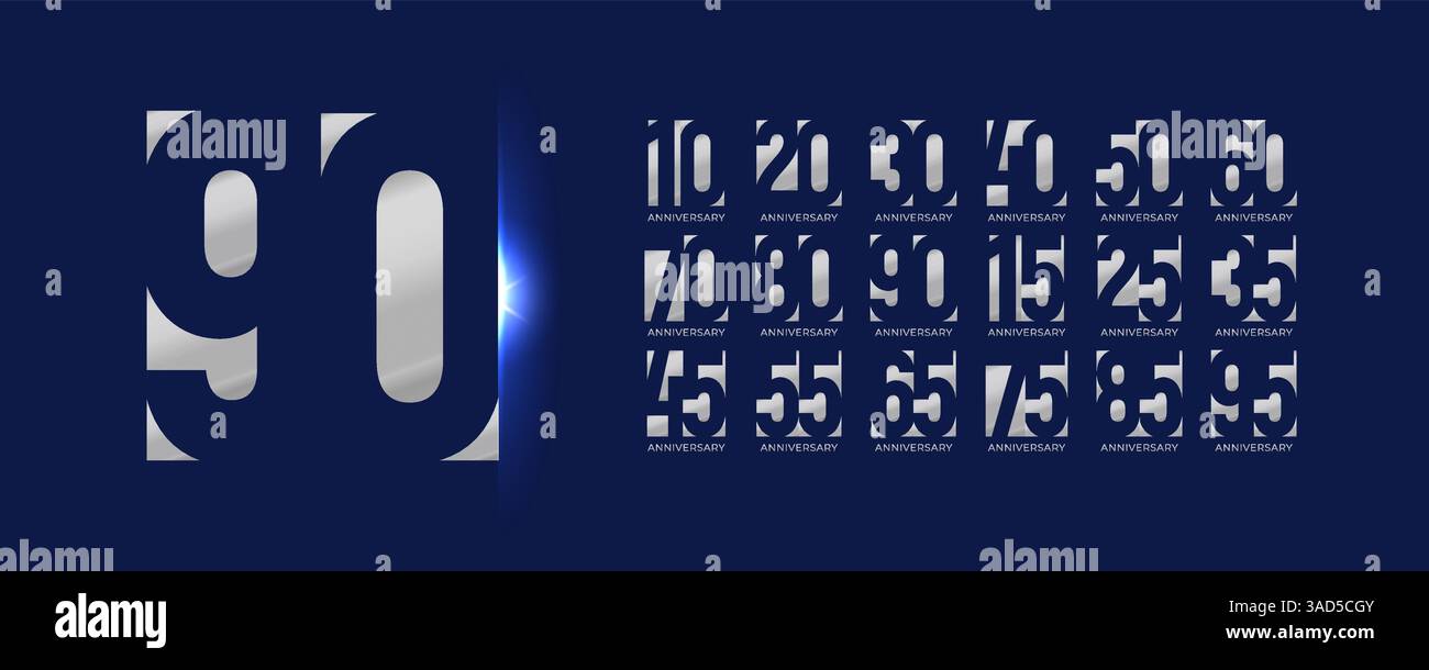 Silver chrome business anniversary jubilee celebration numbers. Elegant ...