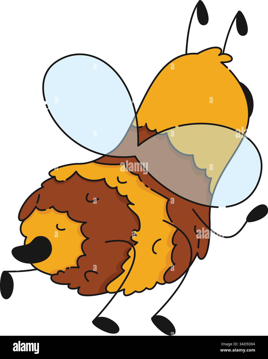 Vector hand drawn color bumblebee bee. Funny cute sweet insect in ...