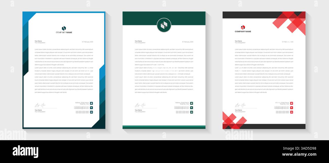 Set of corporate modern letterhead design template with multicolor ...