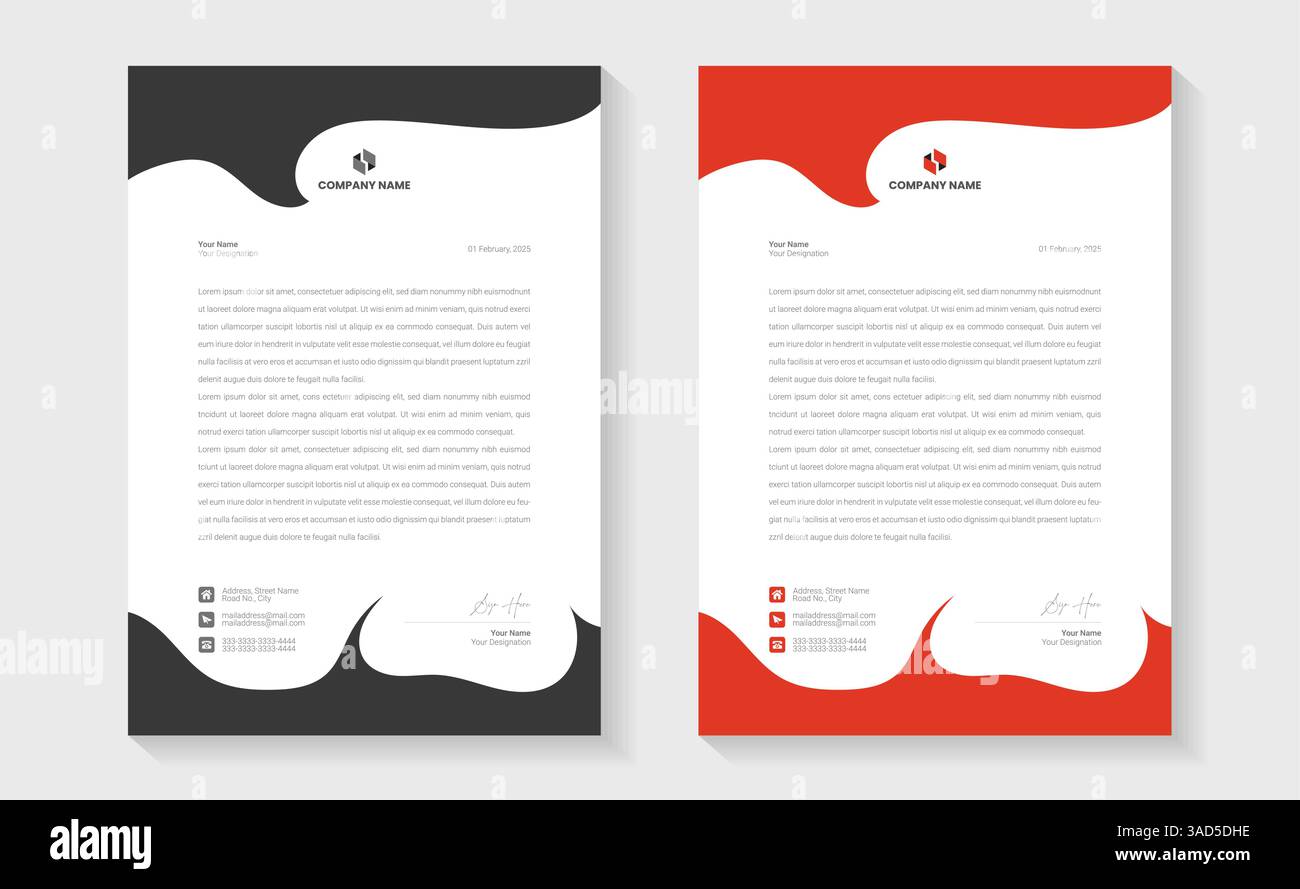 Set of corporate modern letterhead design template with multicolor ...