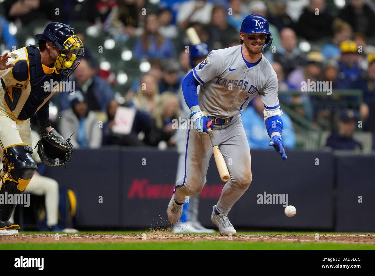 Kansas City Royals' Bobby Witt Jr. hits during the seventh inning of a ...