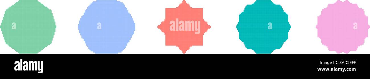 Colorful Geometric Shapes Pixelated Icon Set. Pixel Art Symbol ...