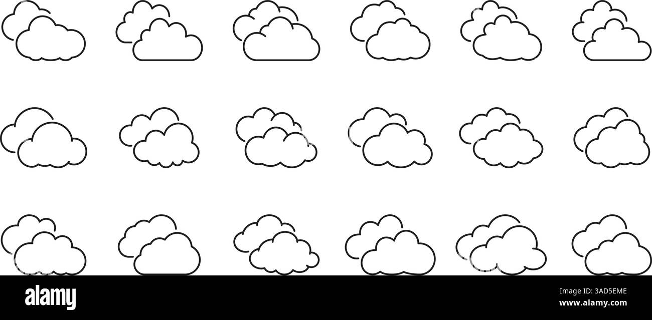 Cloud Weather Forecast Line Icon Set Cloud Sky Meteorology Outline Symbol Collection Editable