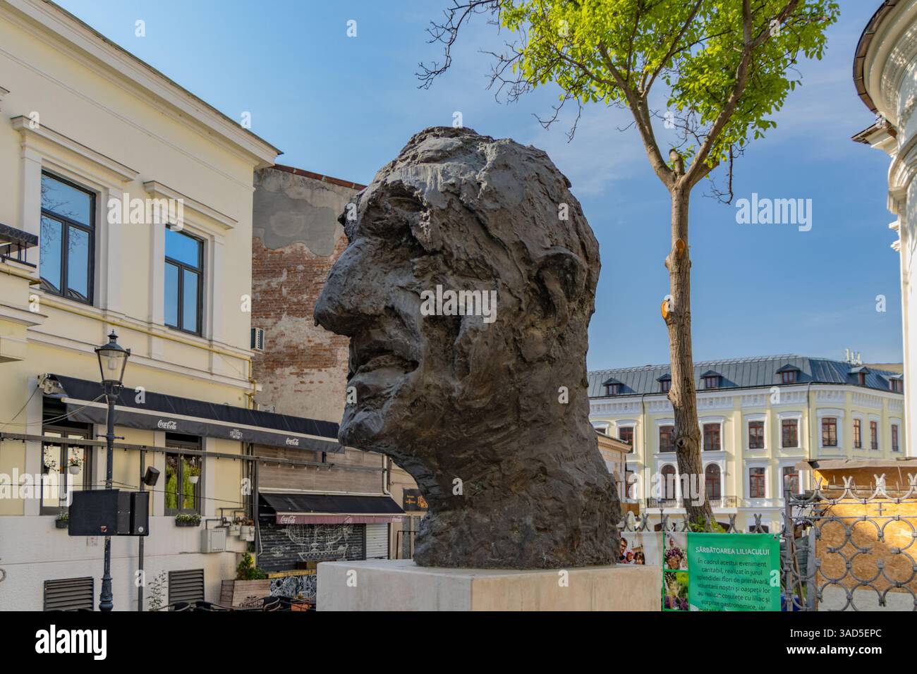 Bucharest . Romania. Statue of famous Romanian actor Gheorghe Dinica in ...