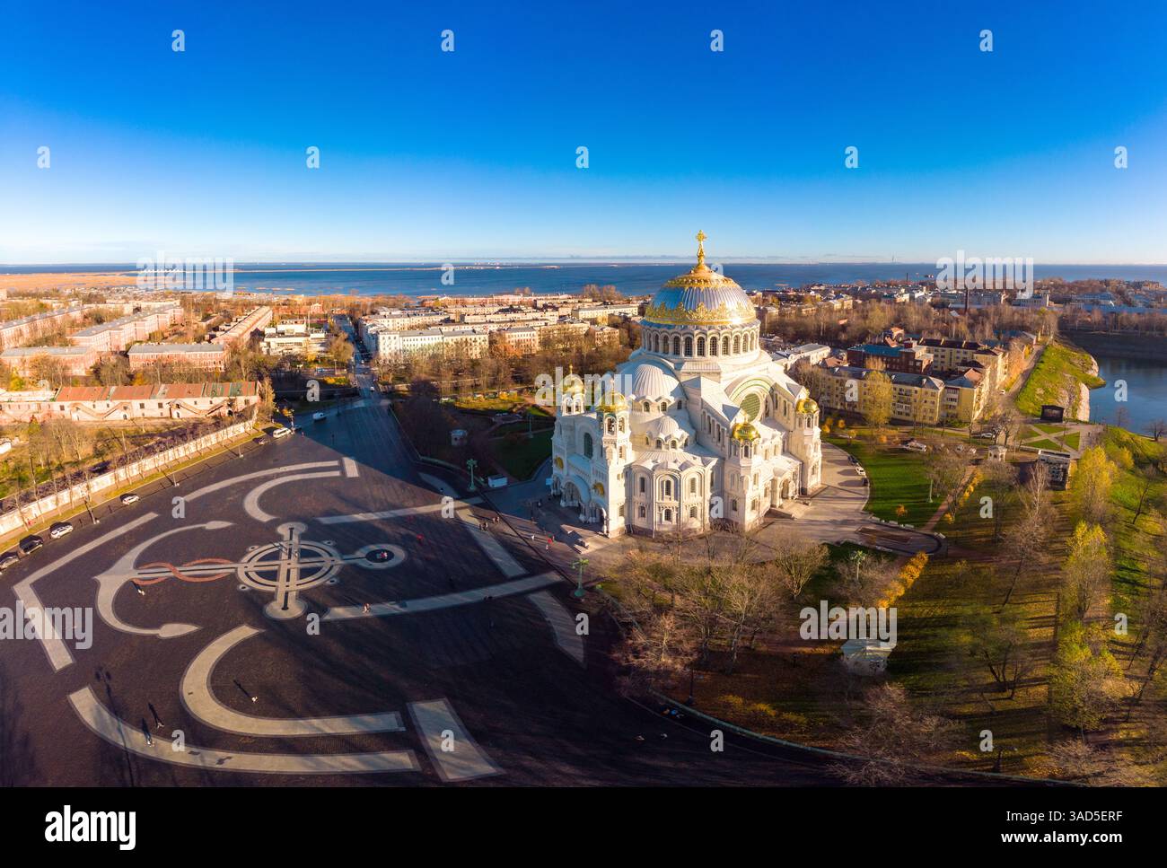 Panoramic Aerial View of Anchor Square and Kronstadt Naval Cathedral of ...