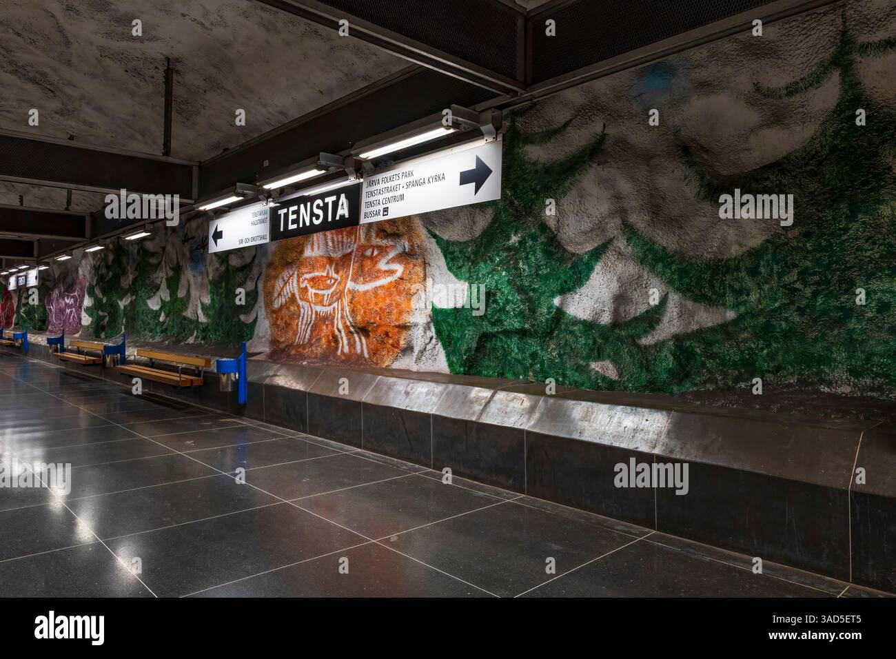 SWEDEN, STOCKHOLM - MARCH 09, 2025: Tensta metro station in Stockholm ...