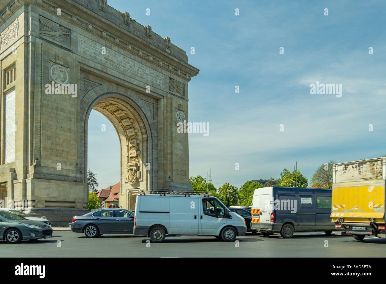 BUCHAREST, ROMANIA - Built in 1936 Arcul de Triumf is a triumphal arch ...