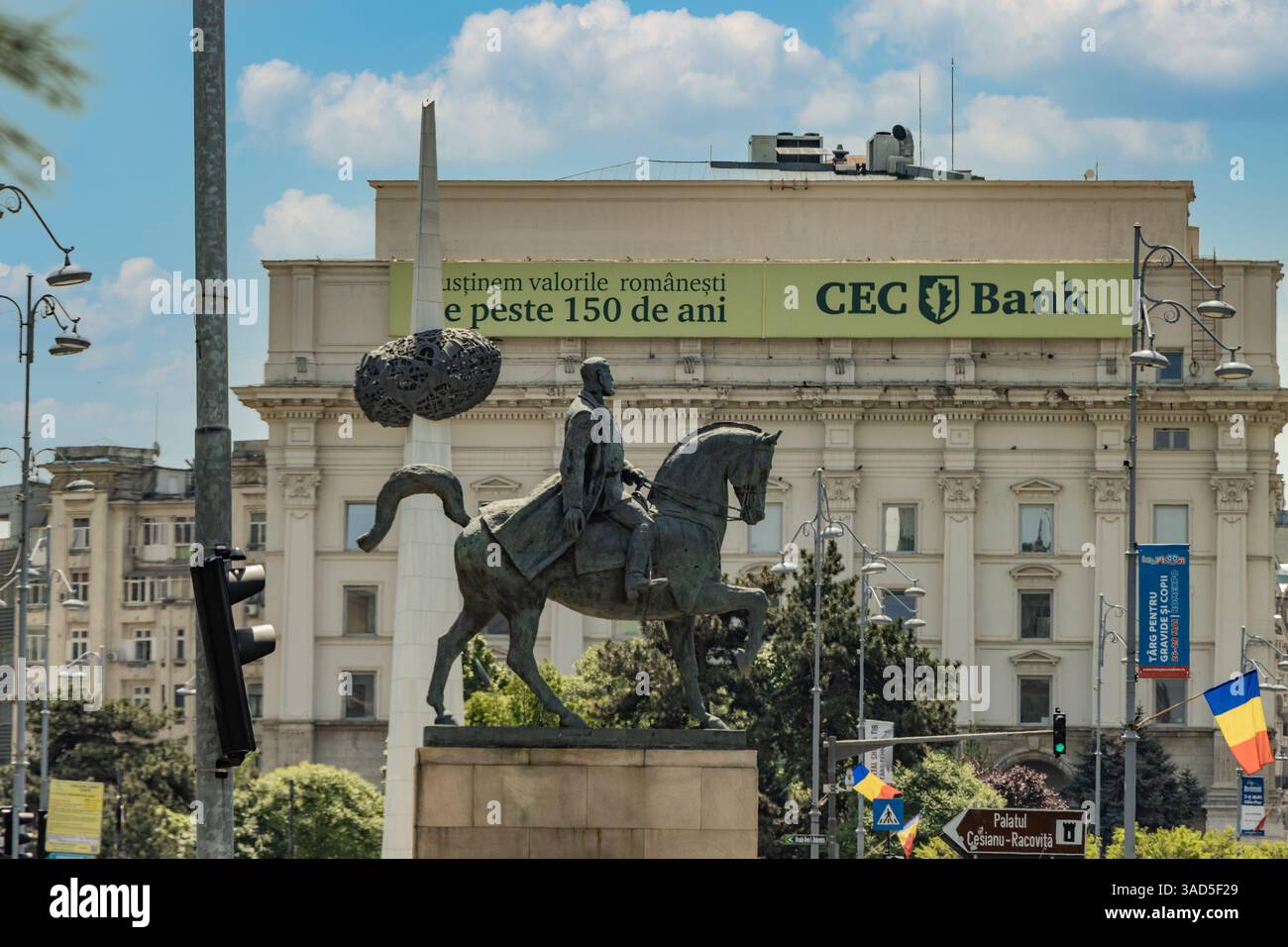 Bucharest, Romania - Equestrian Statue of Carol I in front of Central ...