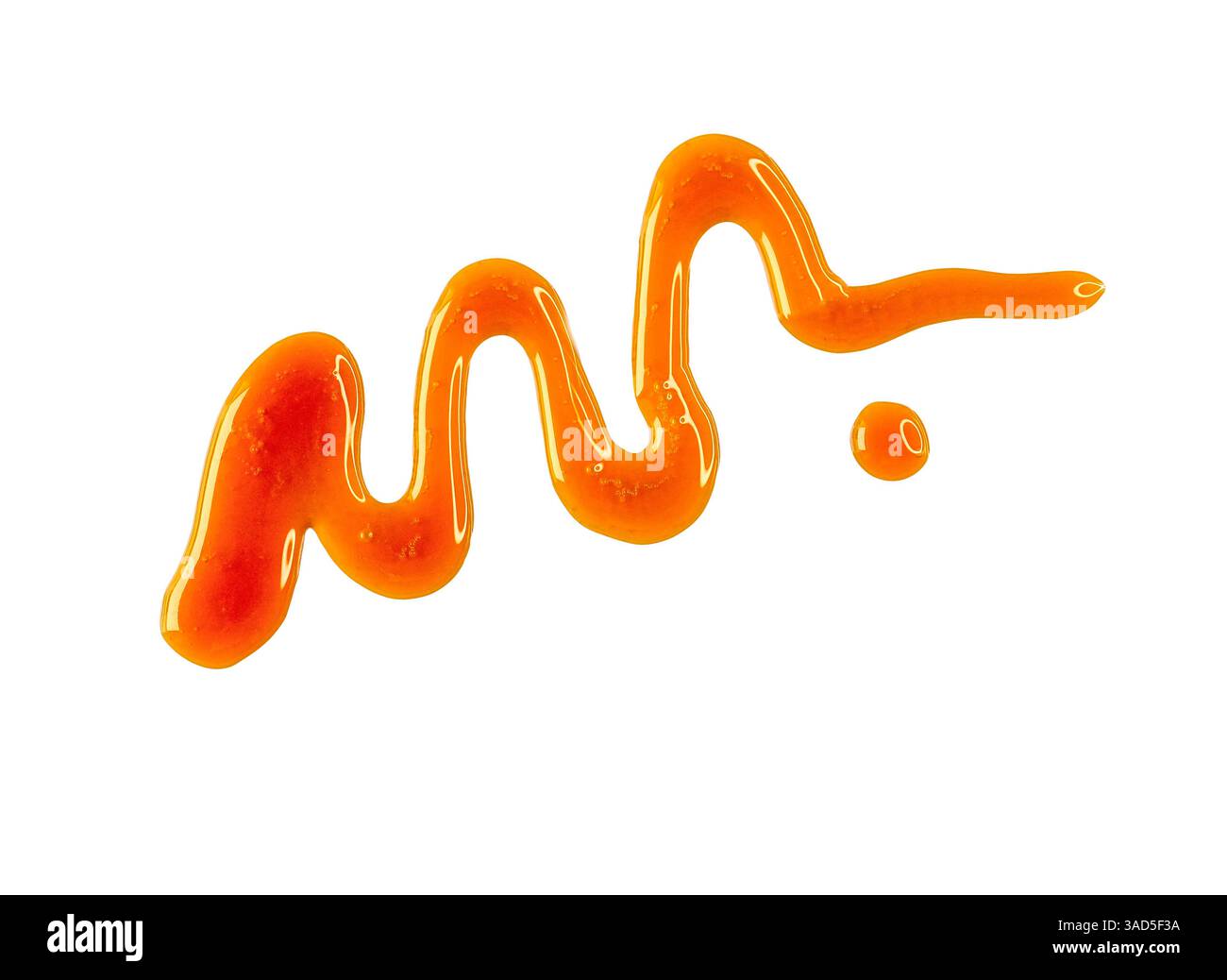 Line of sweet caramel sauce with drop isolated on white, clipping path ...
