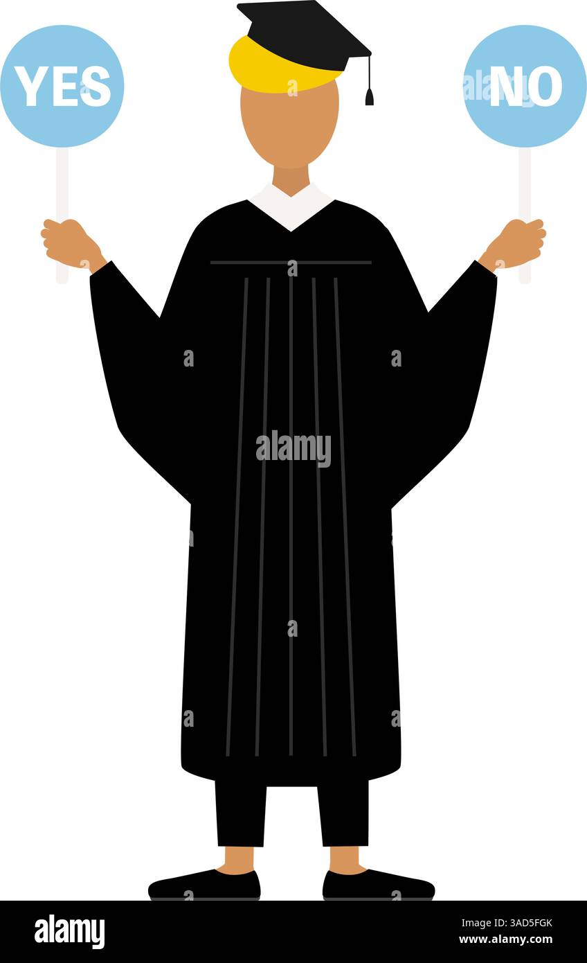Simple illustration of a black male graduate in a graduation gown and ...