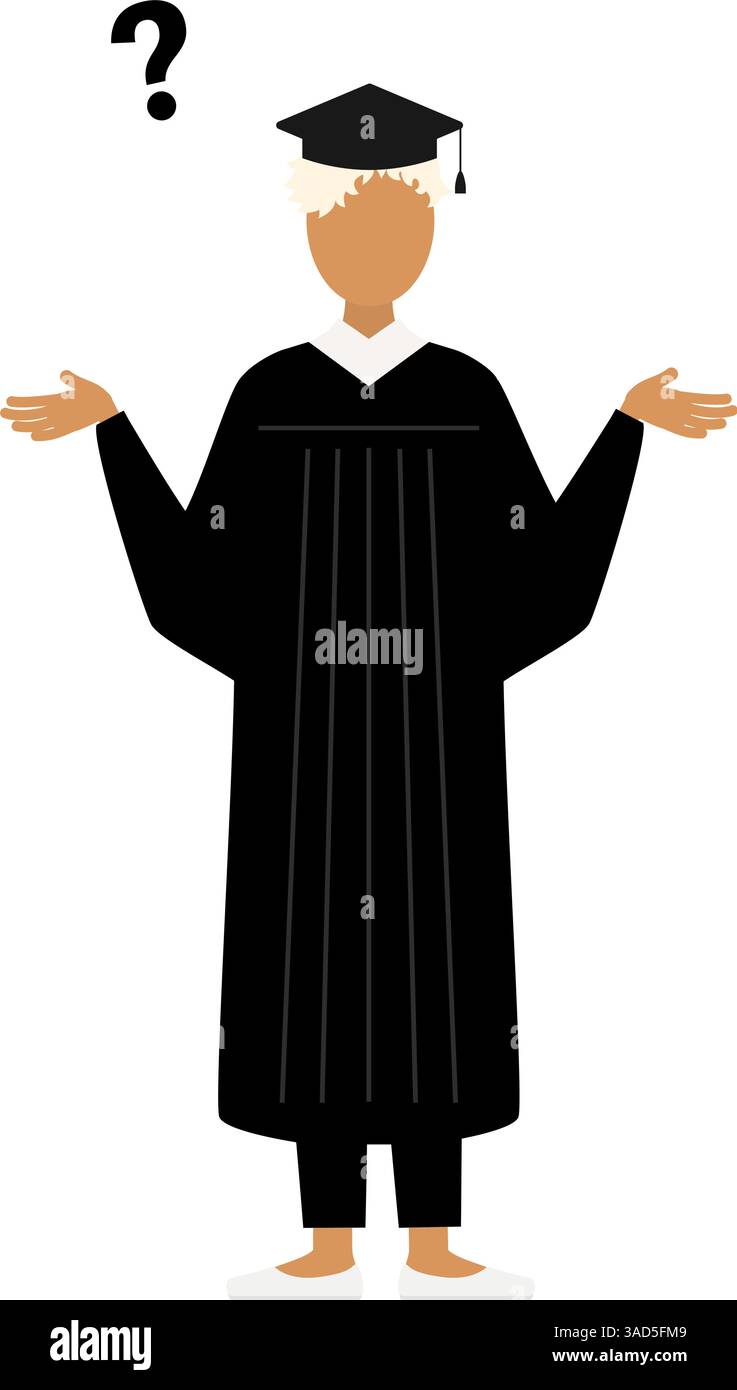 Simple illustration of a black female graduates in graduation gowns and ...