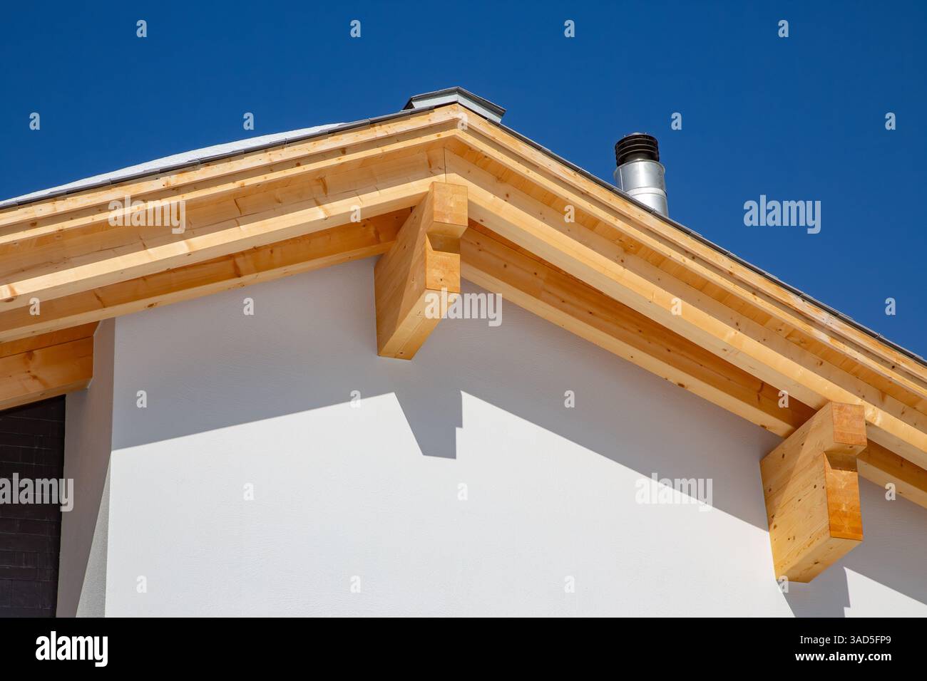wooden gable with roof beams Stock Photo - Alamy