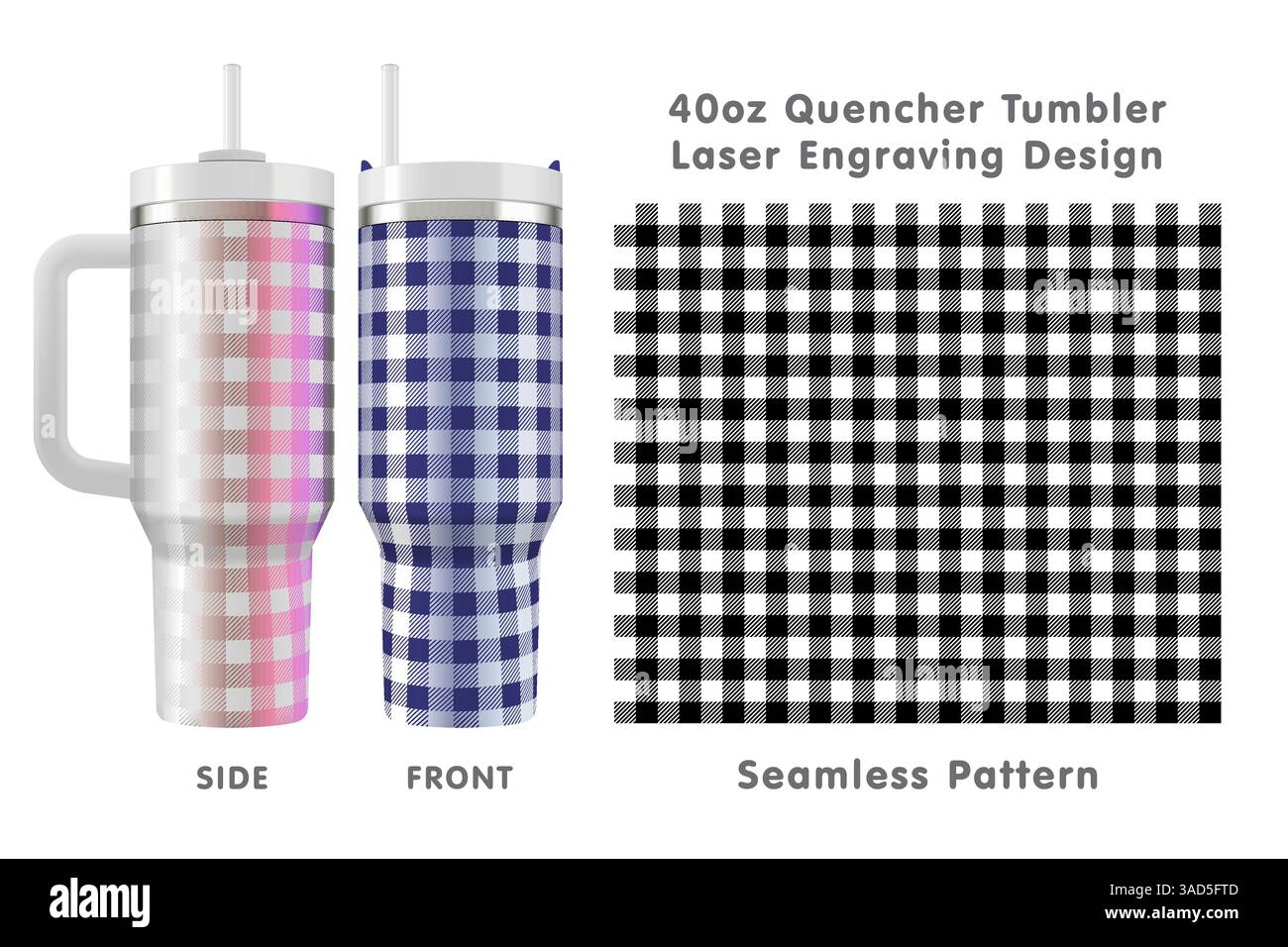 Seamless laser engraving design for 40oz tumbler. Buffalo plaid ...