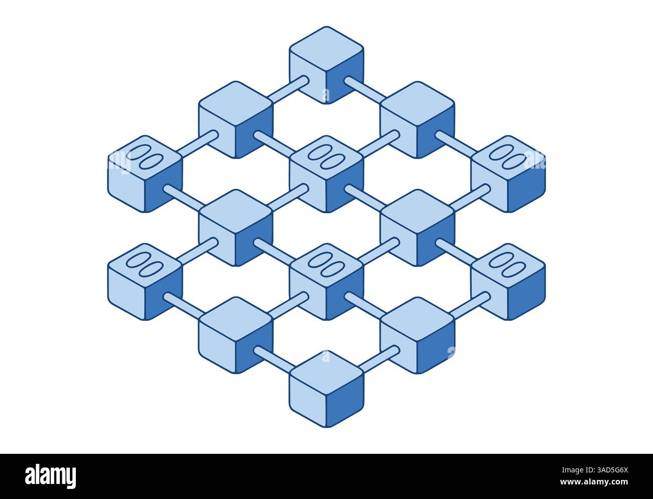 Illustration of interconnected blocks forming a chain, representing conceptual blockchain ...
