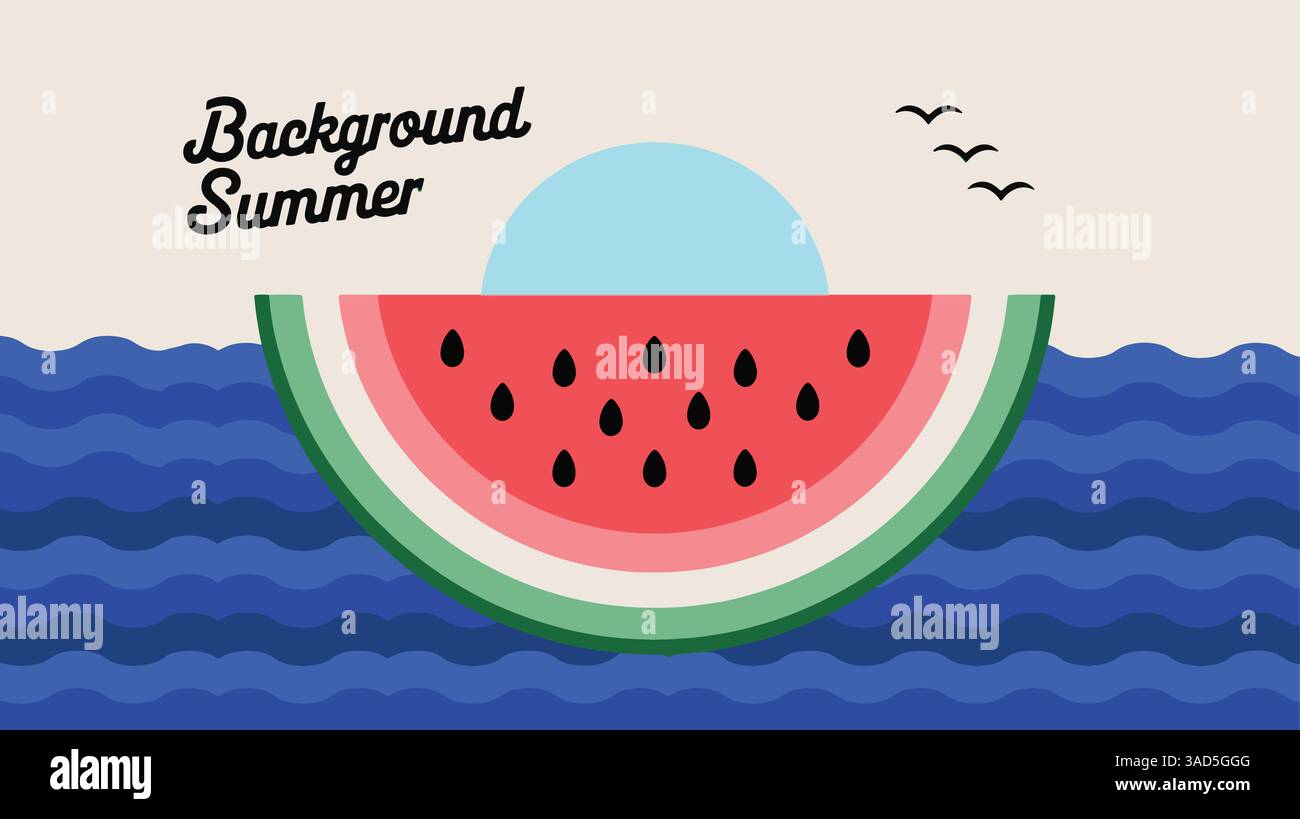 Watermelon background illustration vector. Vibrant summer design ...