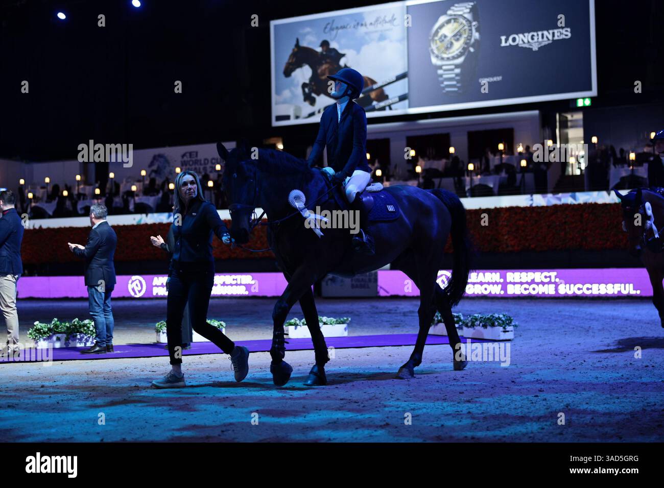 Allana Clutterbuck of Great Britain with Vykinbay during the prize ...