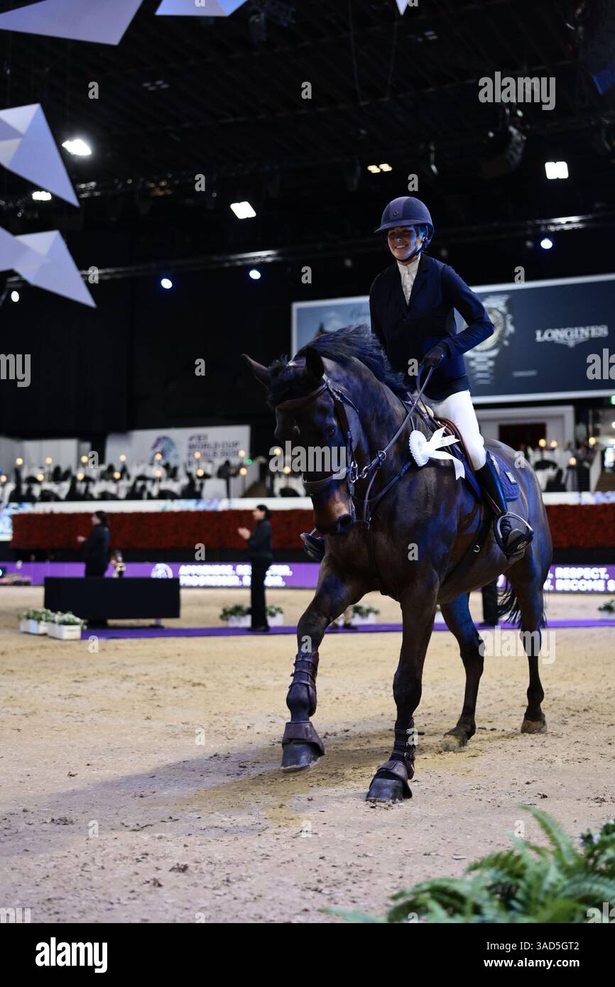 Allana Clutterbuck of Great Britain with Vykinbay during the prize ...