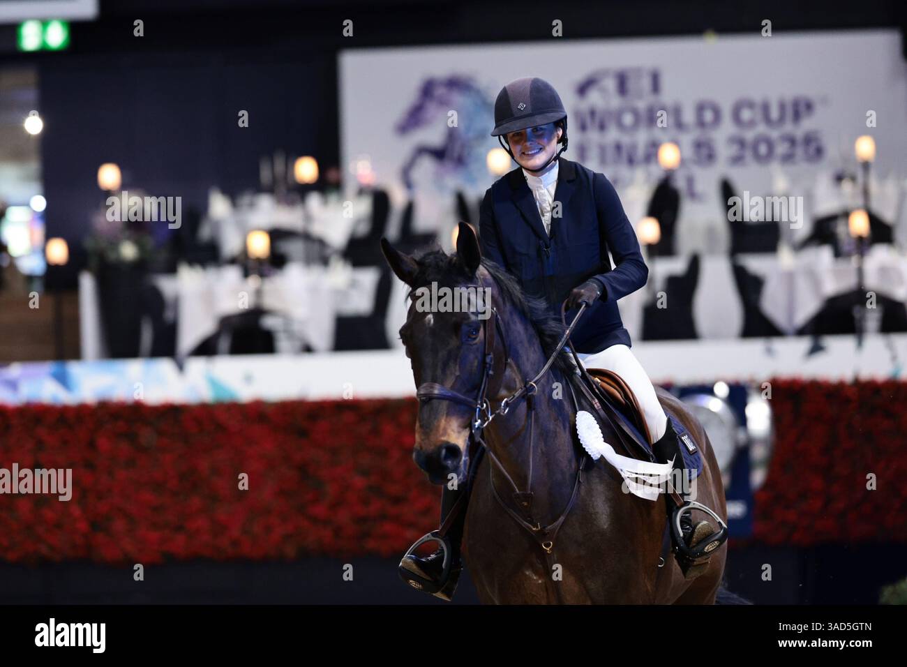Allana Clutterbuck of Great Britain with Vykinbay during the prize ...