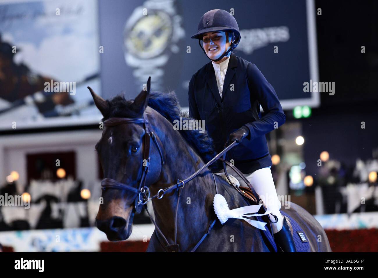 Allana Clutterbuck of Great Britain with Vykinbay during the prize ...
