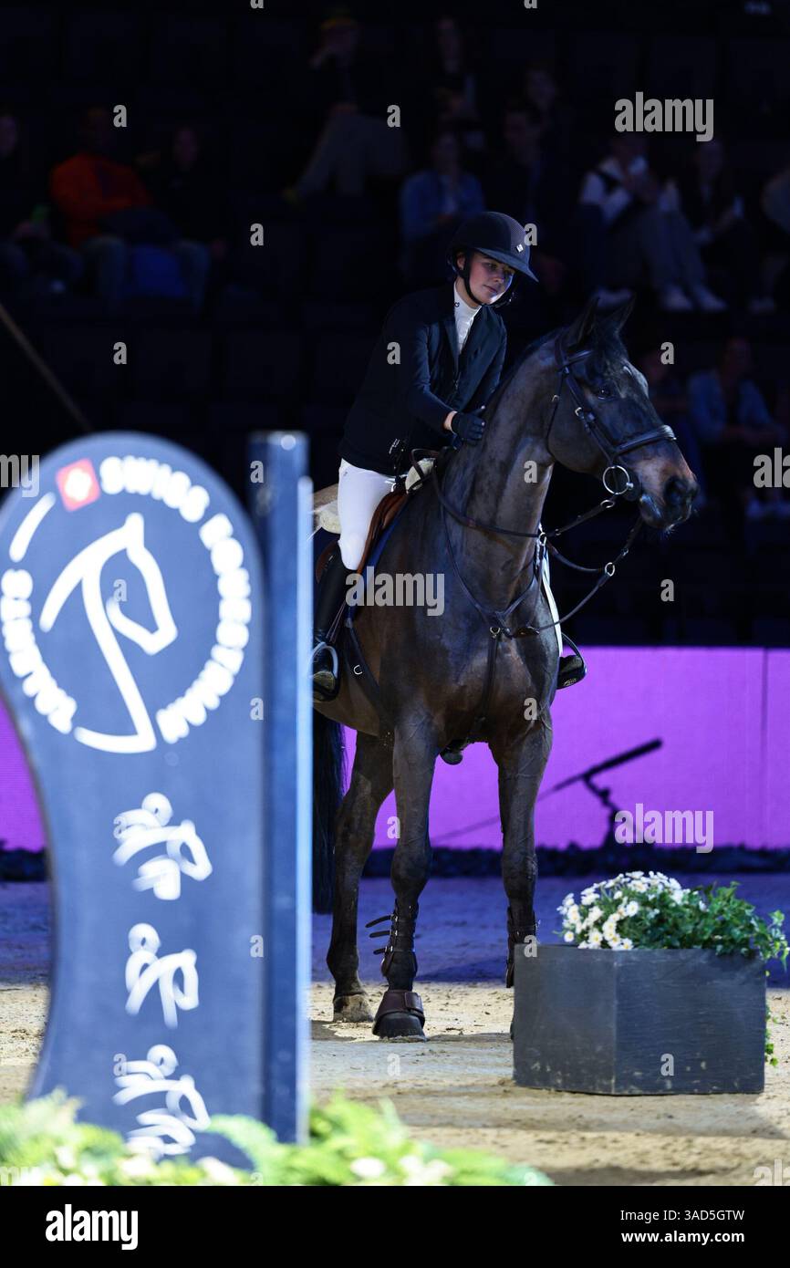 Allana Clutterbuck of Great Britain with Vykinbay during the prize ...
