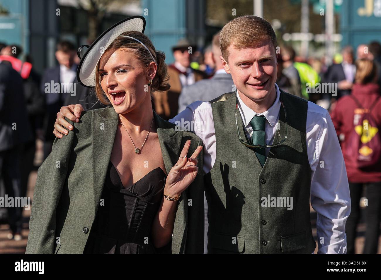 Racegoers arrive at the Aintree during the Randox Grand National 2025 ...