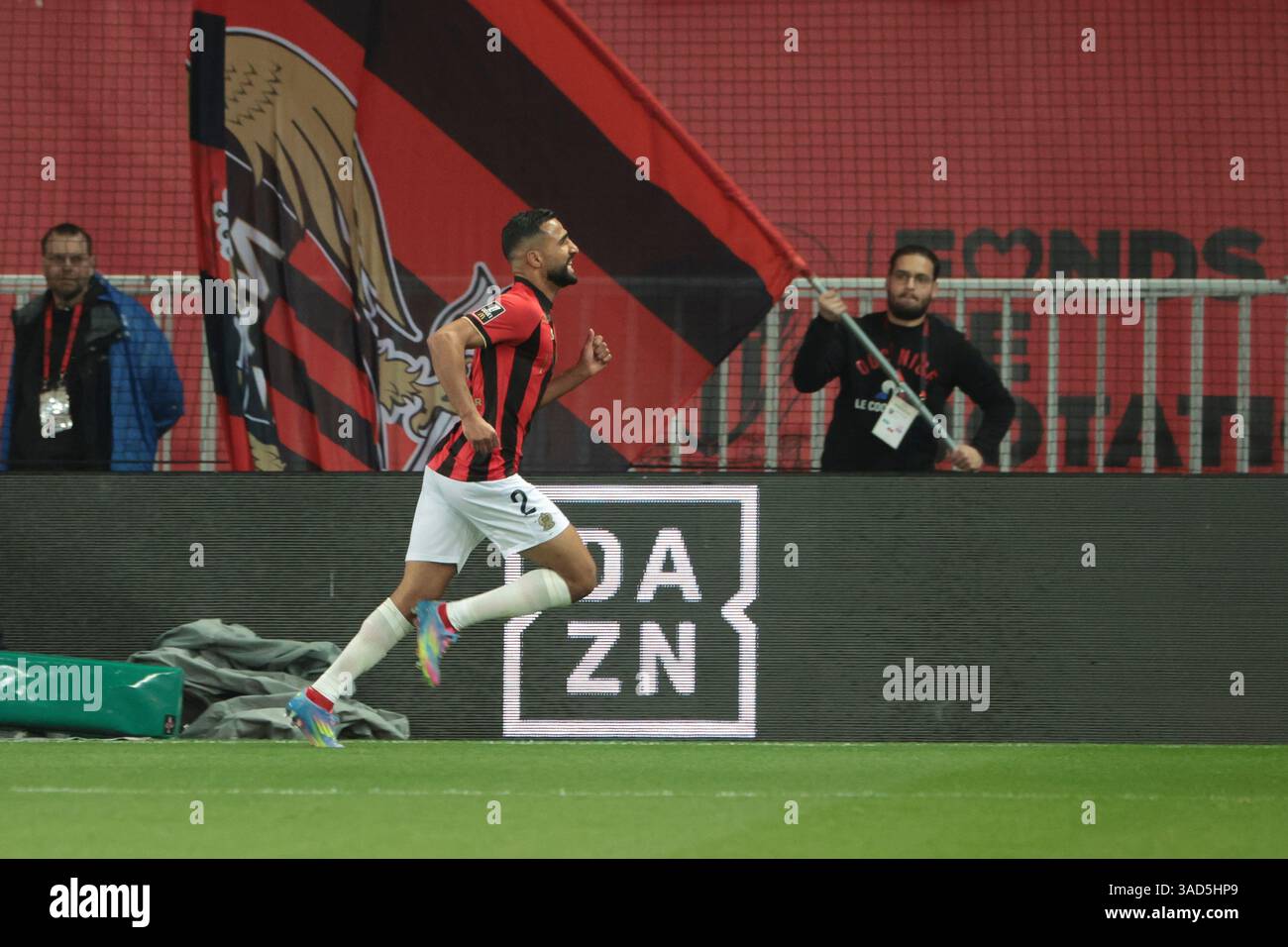 Nice, France. 04th Apr, 2025. Ali Abdi of Nice celebrates his goal ...