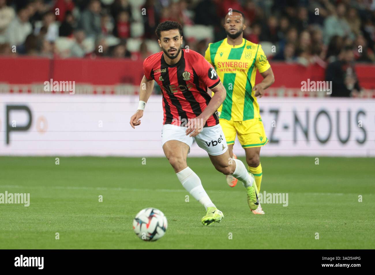 Nice, France. 04th Apr, 2025. Mohamed Abdelmonem of Nice during the French championship Ligue 1 ...