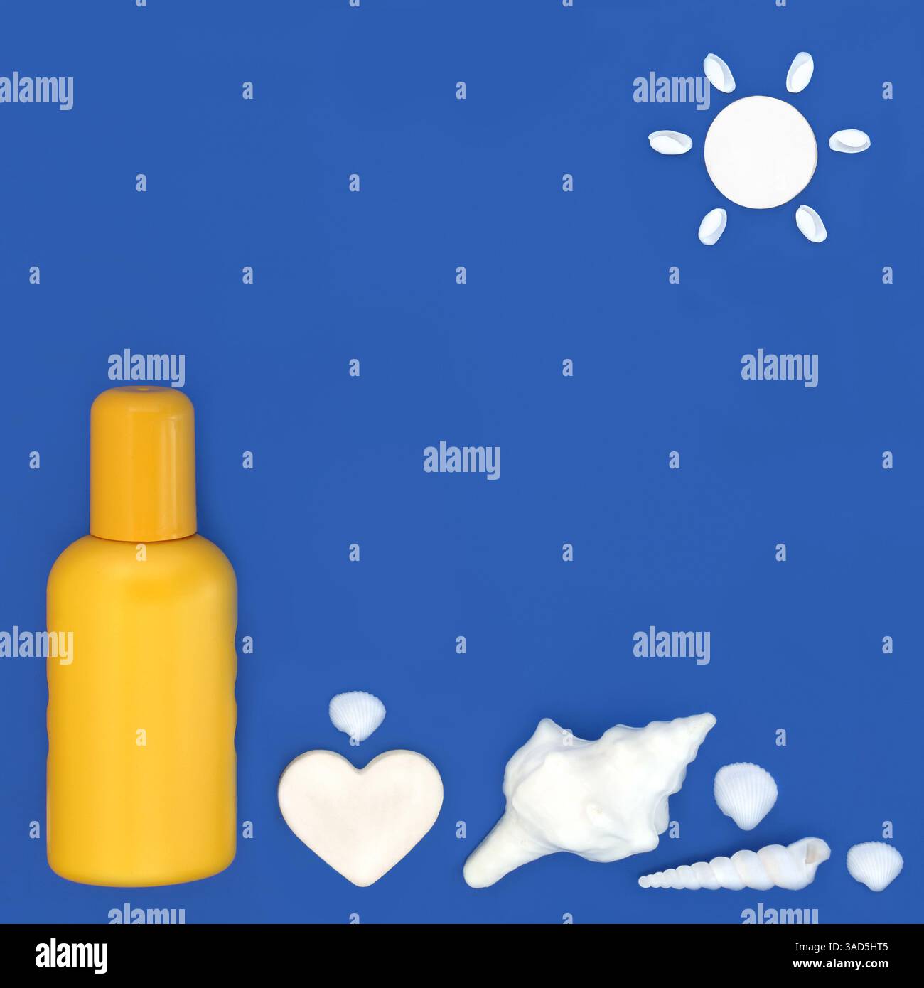 Abstract summer holiday background, suntan lotion bottle, sunshine ...