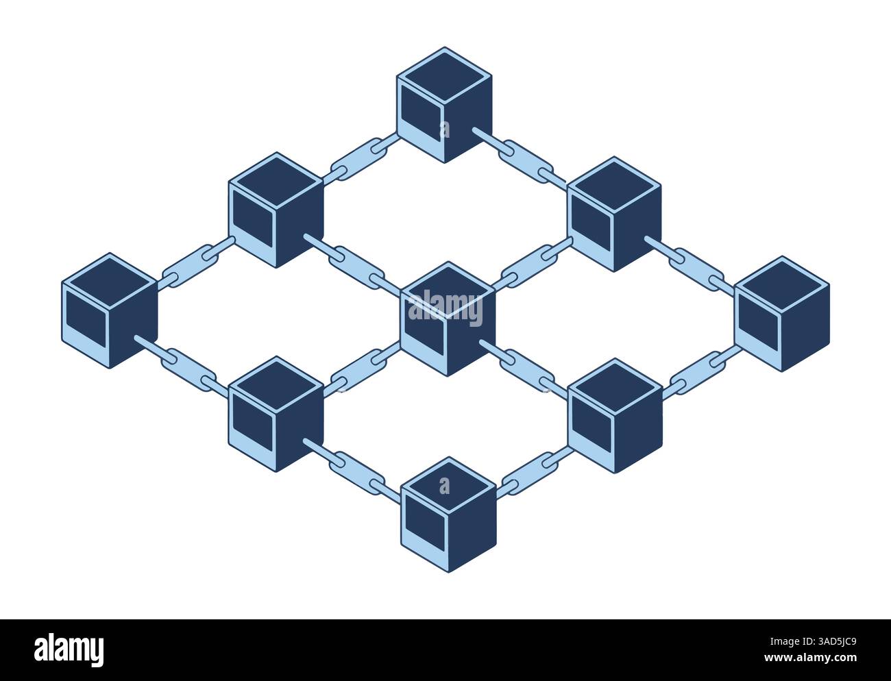 Illustration of interconnected blocks forming a chain, representing conceptual blockchain ...